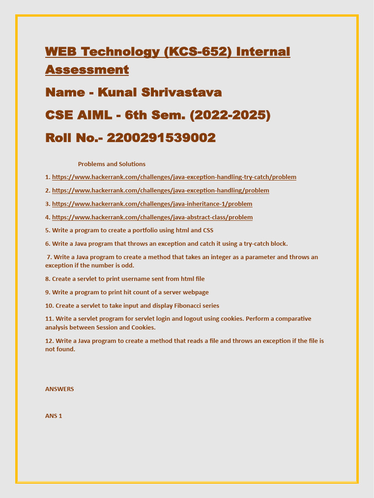 Kunal Shrivastava WT LABFILE | PDF | Ajax (Programming) | Xml