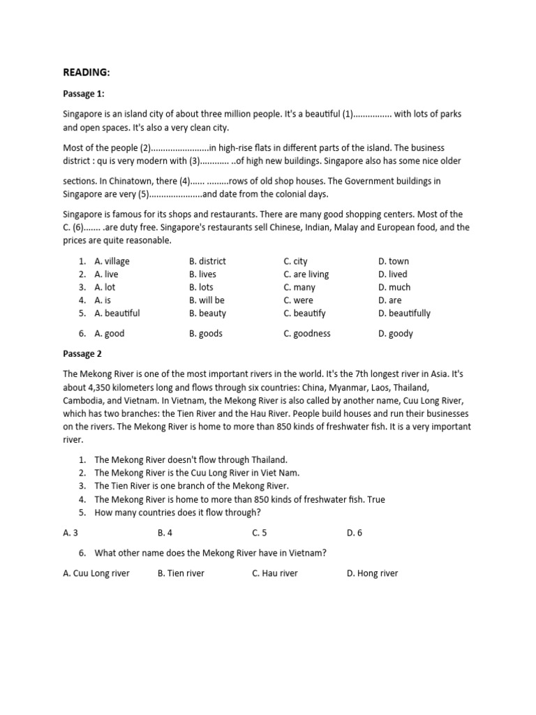 Reading Unit 1 | PDF | Mekong | Asia