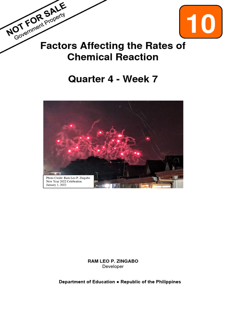 Sci10 - Q4 - W7 - Factors Affecting Rate of Chemical Reaction 1 | PDF ...
