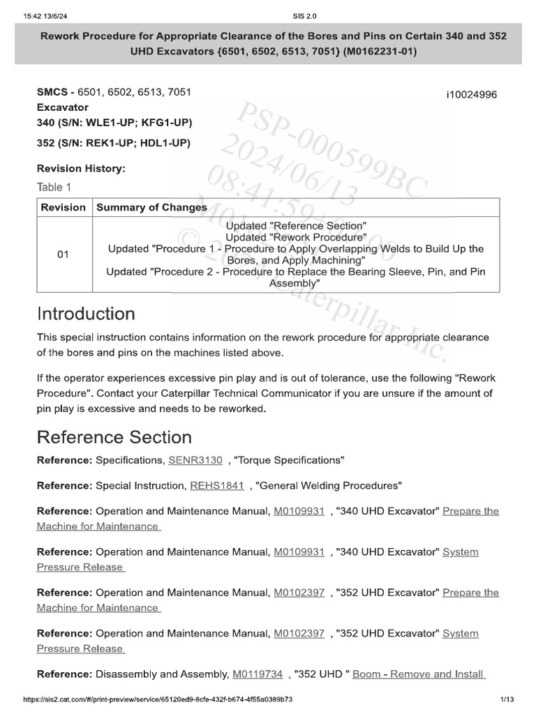 Rework Procedure for Appropriate Clearance of the Bores and Pins on ...
