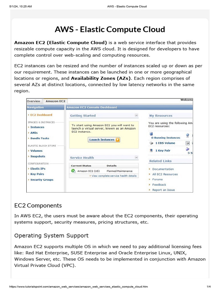 6AWS - Elastic Compute Cloud | PDF | Cloud Computing | Amazon Web Services