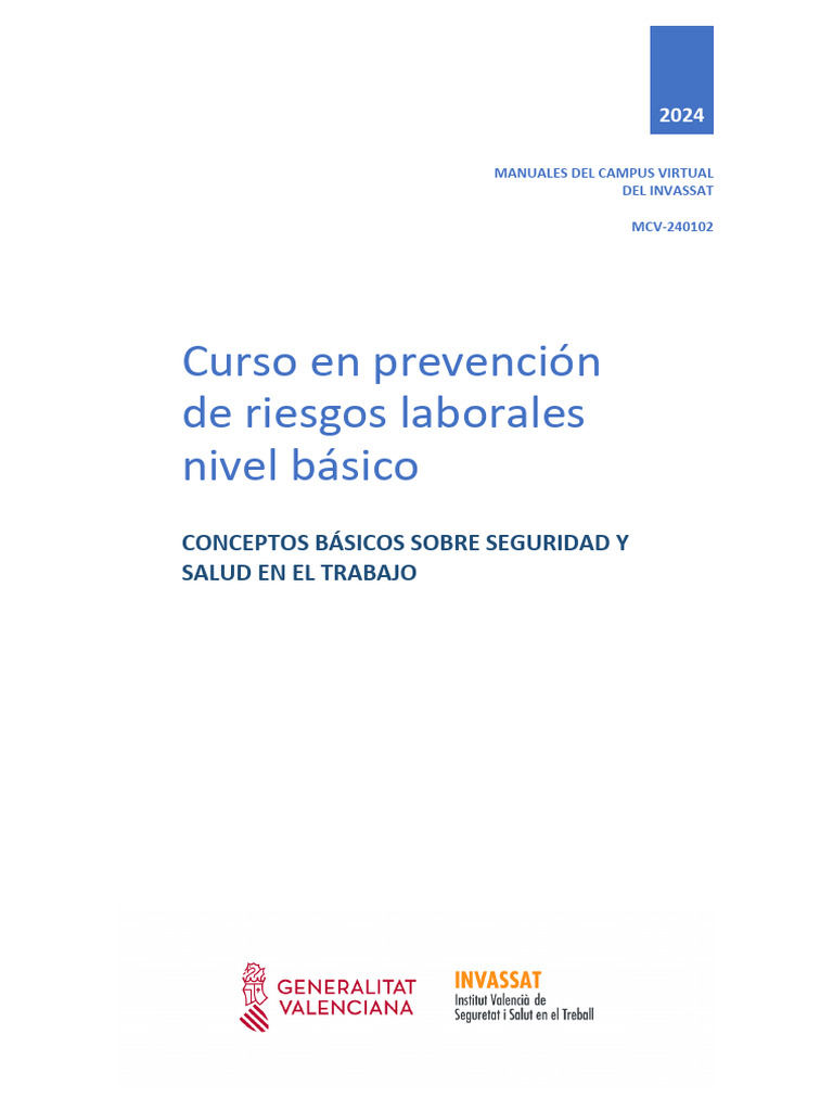 Bloque 1 - Curso en Prevención de Riesgos Laborales Nivel Básico - Conceptos Básicos Sobre ...