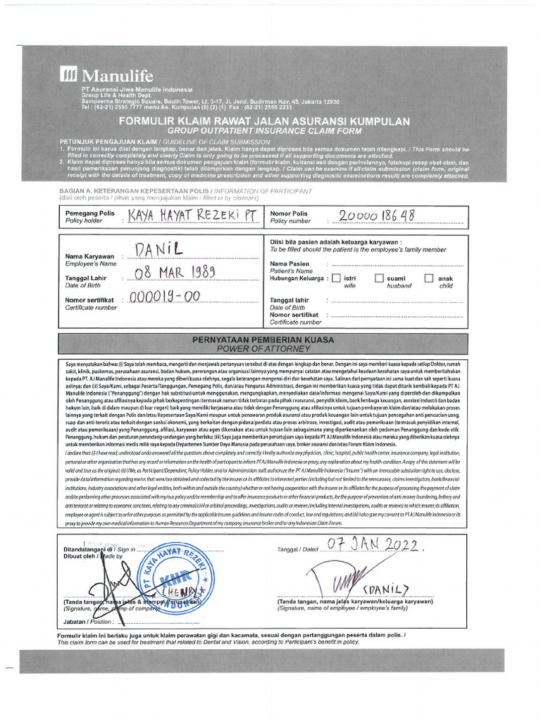 Claim Manulife-Danil | PDF