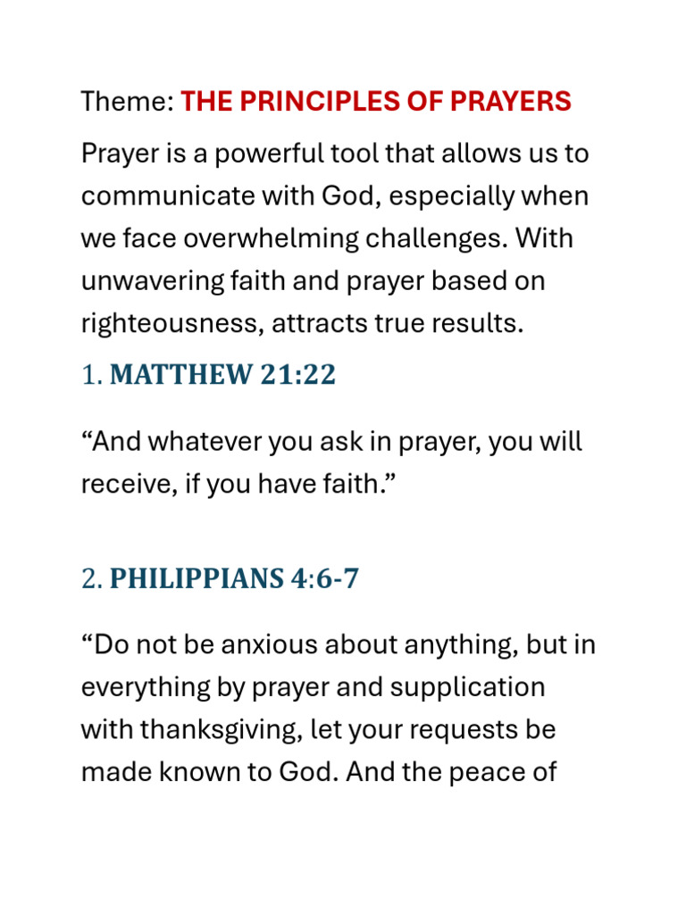 The Principle of Prayers | Download Free PDF | Prayer | God The Father
