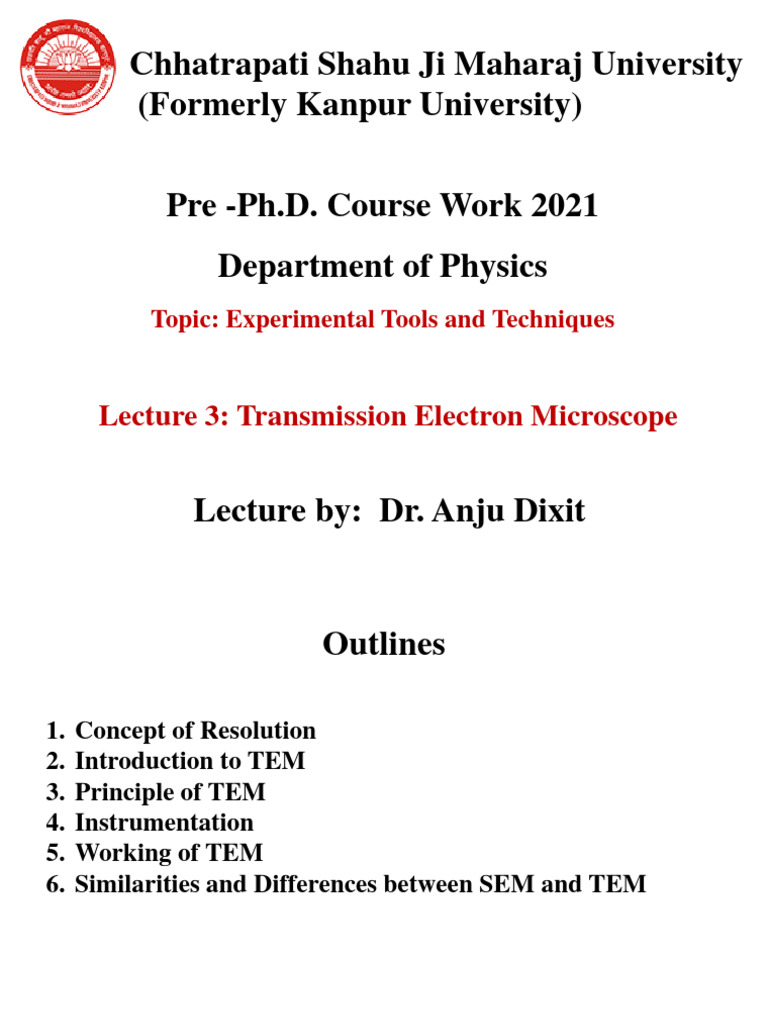 Lecture 3 Tem Pdf Transmission Electron Microscopy Scanning Electron Microscope