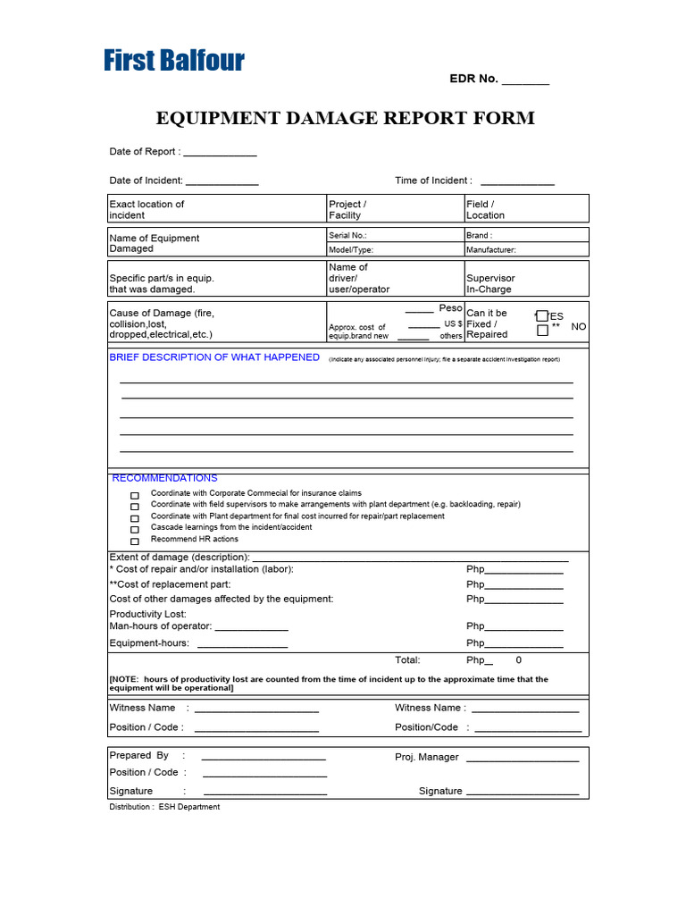 ES004ROP (EDR) Equipment Damage Report (1.90) 21-03-10 | PDF | Business ...