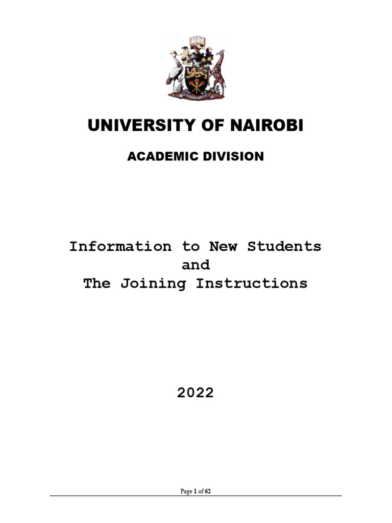 UoN New Student Joining Guide 2022 | PDF | Bachelor's Degree | Hiv/Aids
