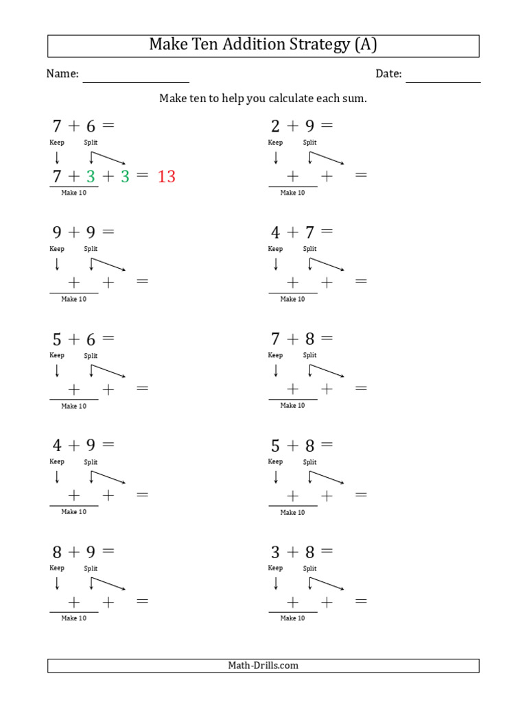 Make 10 Addition Strategy | PDF | Teaching Methods & Materials