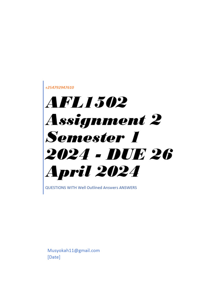 AFL1502 Assignment 2 Semester 1 2024F3 | PDF | Storytelling | Riddle