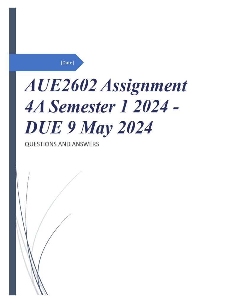 AUE2602 Assignment 4A Semester 1 2024 | PDF | Inventory | Internal Control
