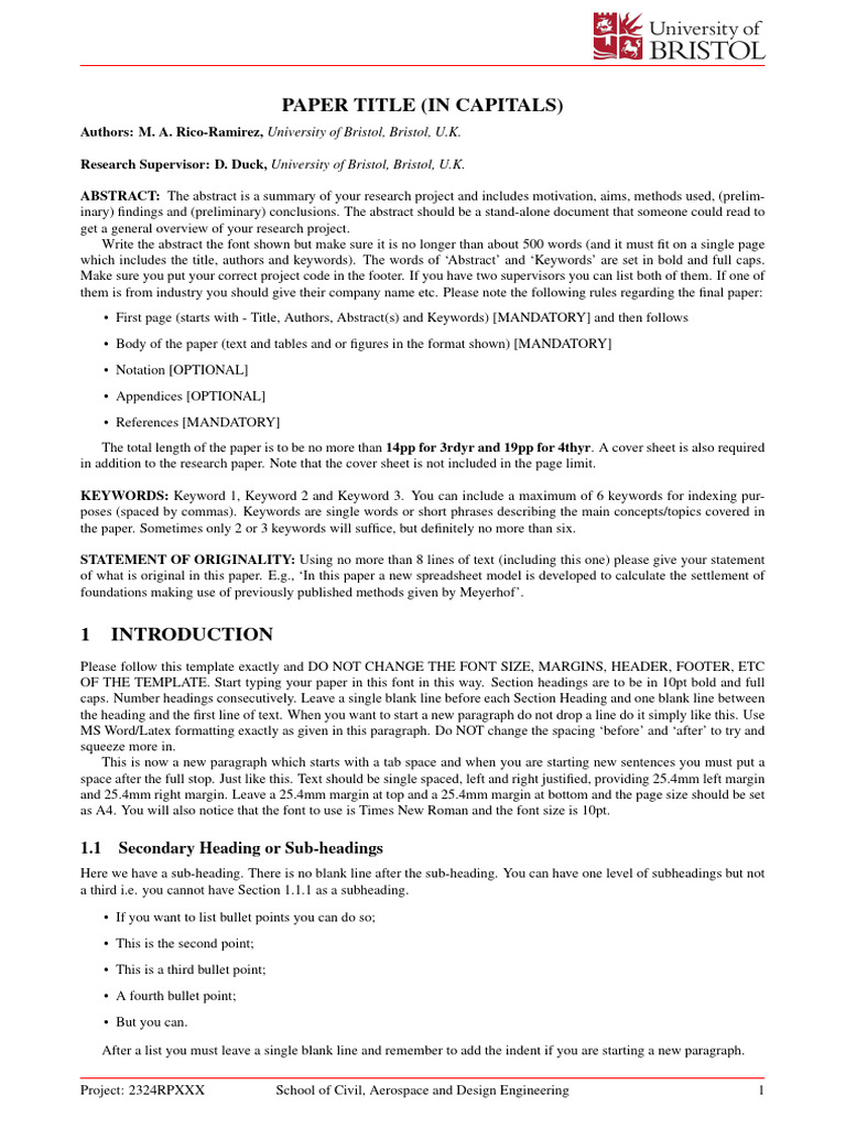 Research Paper Template School of Civil Aerospace and Design ...