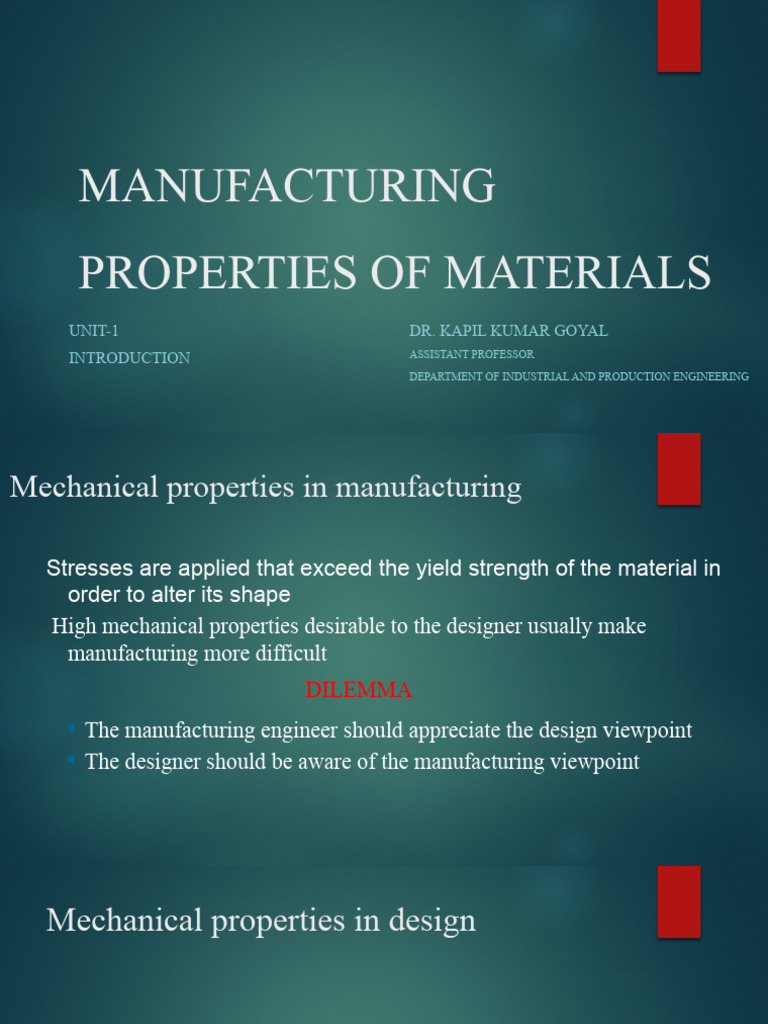 Material Properties | PDF | Deformation (Engineering) | Strength Of ...