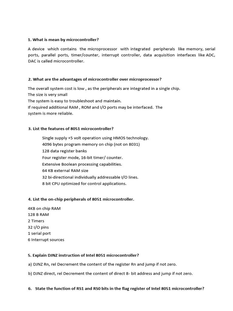 8051 Question and Answer Bank | PDF | Microcontroller | Central Processing Unit