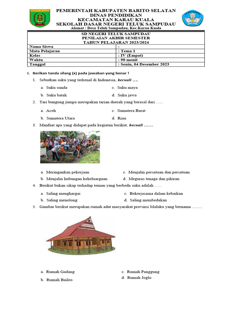 Soal Pas Kelas Iv Semester 1 | PDF