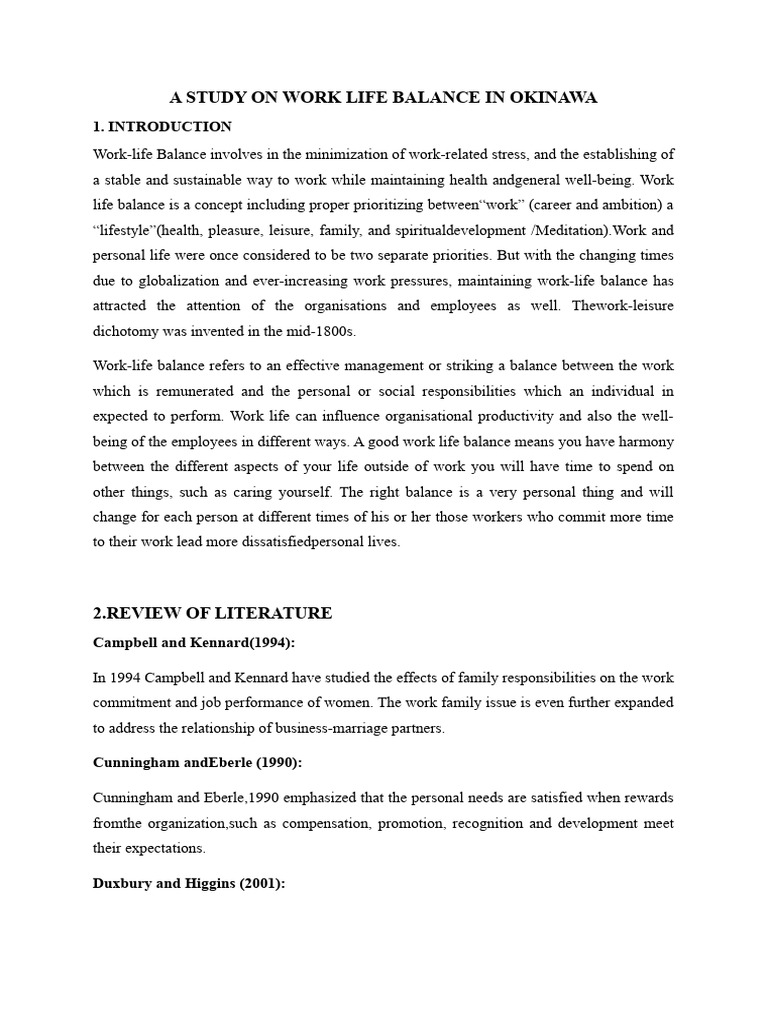 A Study On Work Life Balance-1 | PDF | Okinawa Prefecture