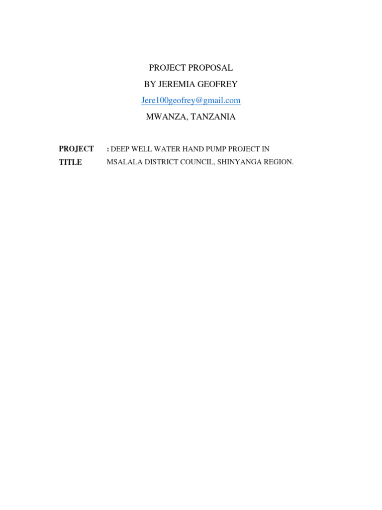 Water Project Proposal | PDF | Drinking Water | Water