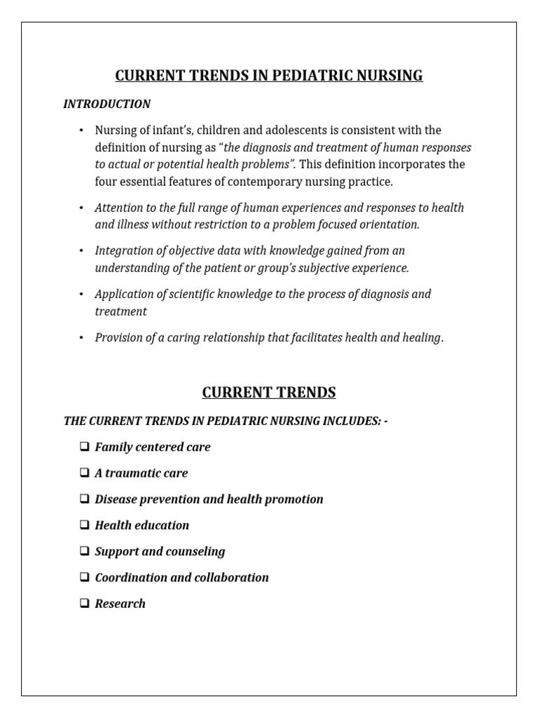 Pediatric Nursing Trends and Practices | PDF | Infant Mortality | Nursing