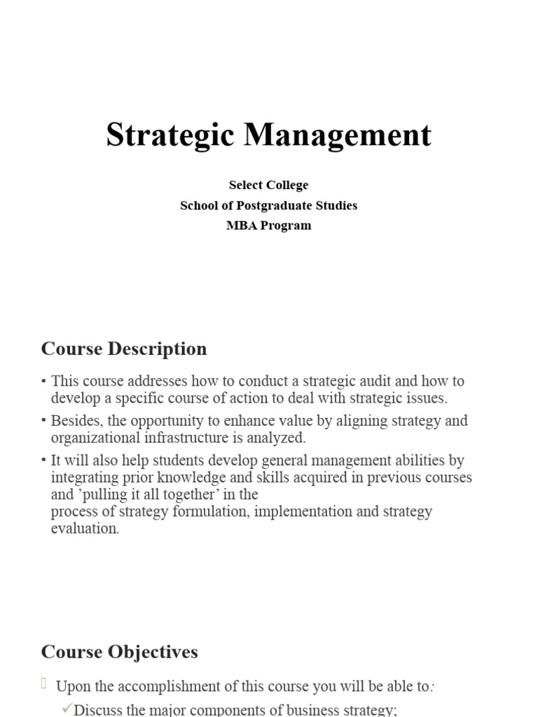 Advanced Strategic Management | PDF | Strategic Management ...