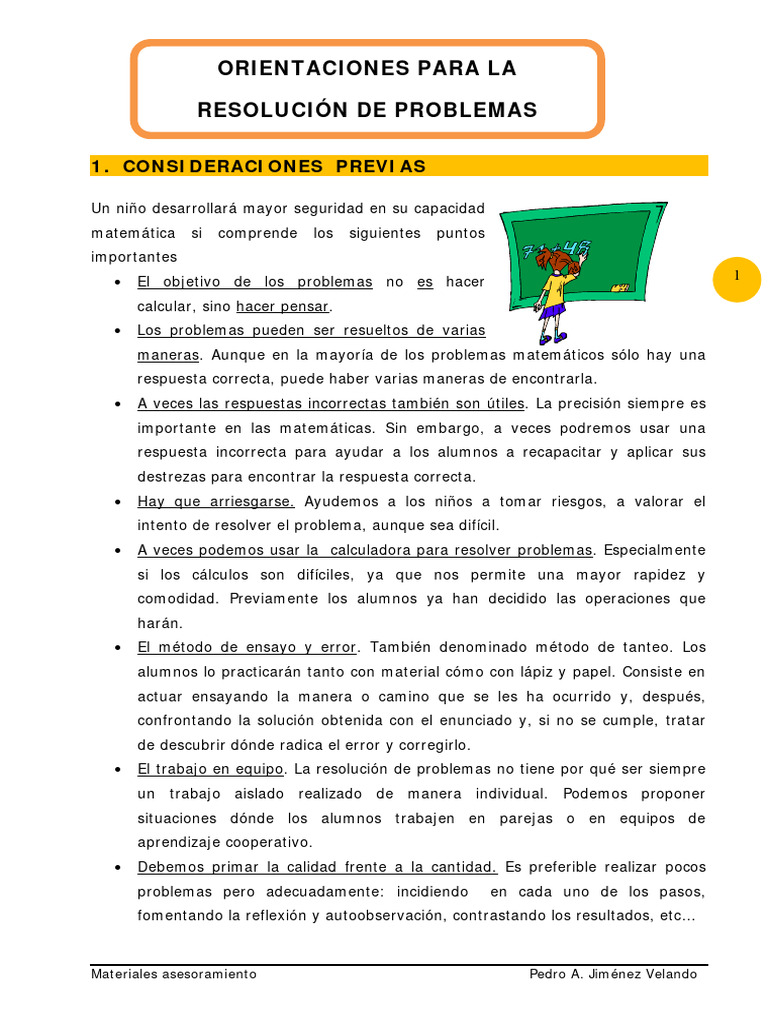 Orientaciones Resolver Problemas Mate | PDF | Educación primaria