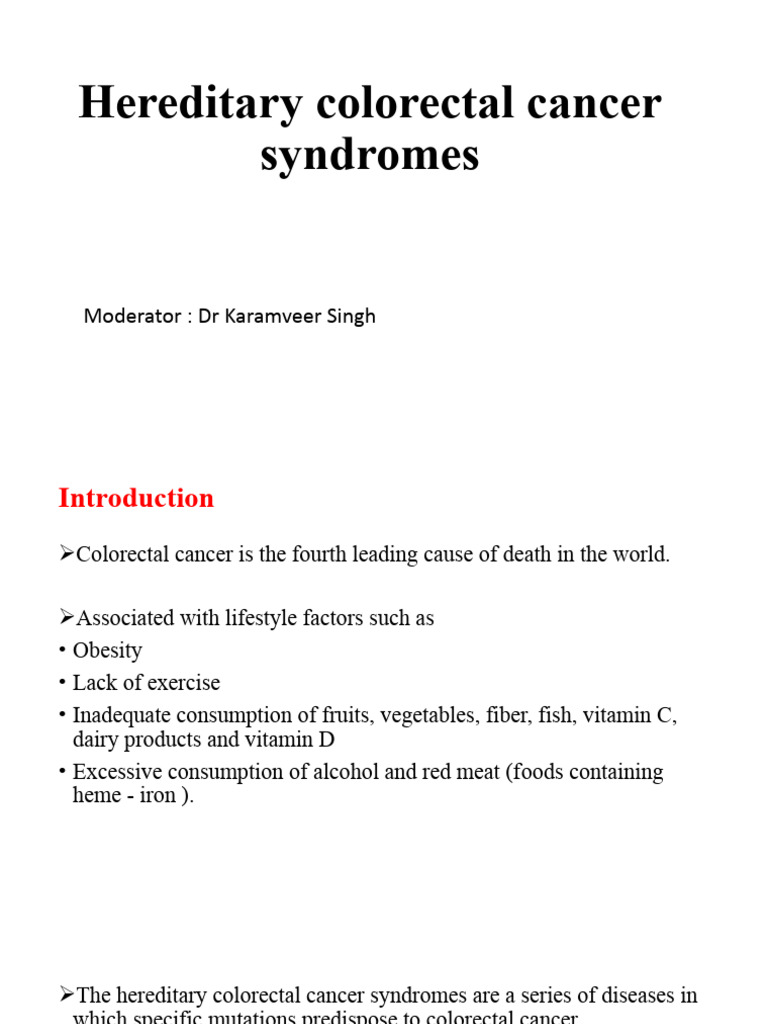 Hereditary Colorectal Cancer Syndrome | PDF | Colorectal Cancer ...