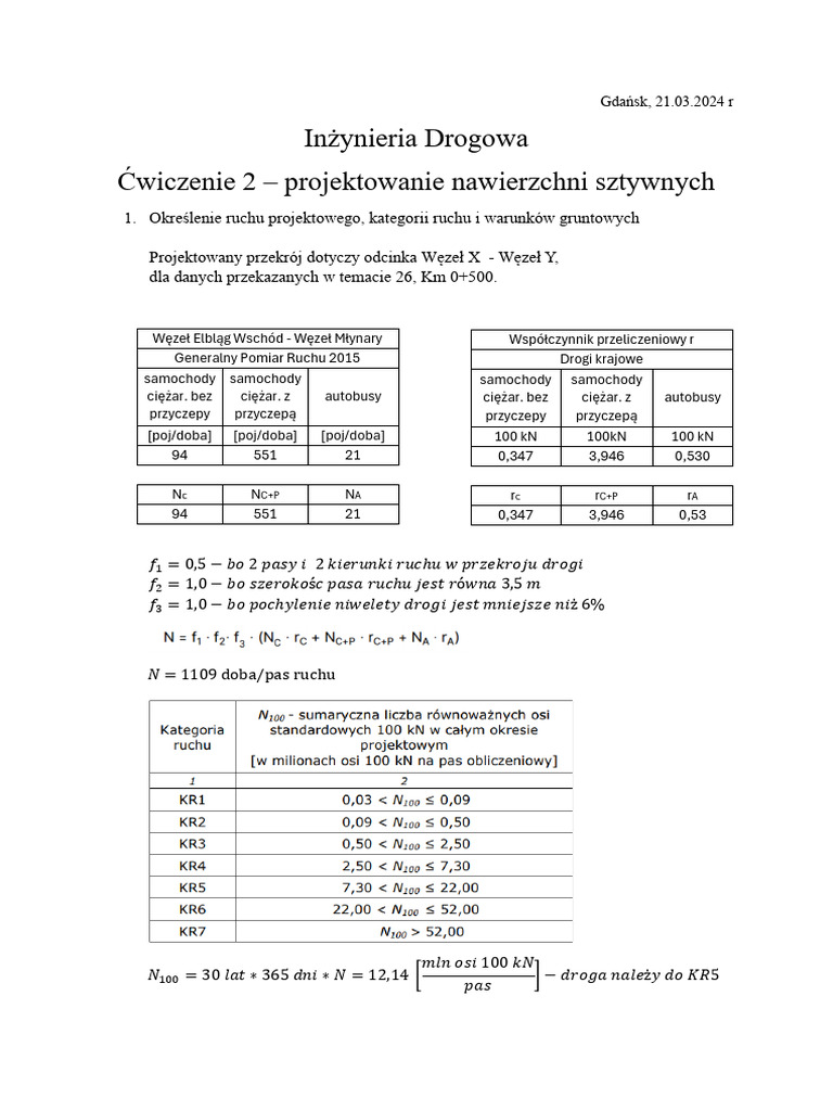 Inżynieria Drogowa Ćwiczenie 2 | PDF