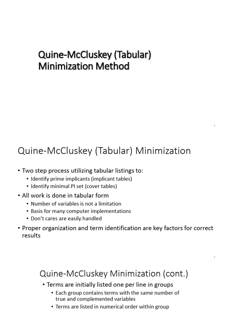 Quine McCluskey Method | Download Free PDF | Mathematics | Algebra