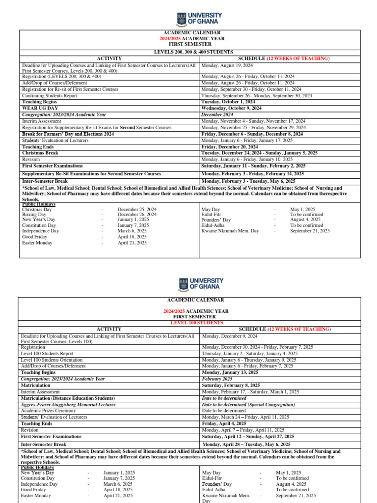KNUST Academic Calendar 2024/2025 | PDF | Academic Term | Academia