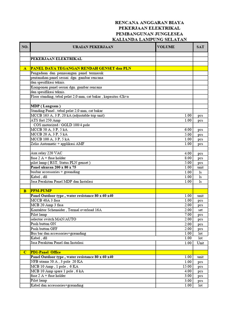 BOQ MEP Jsea Kosong 2024 Maret 1 | PDF