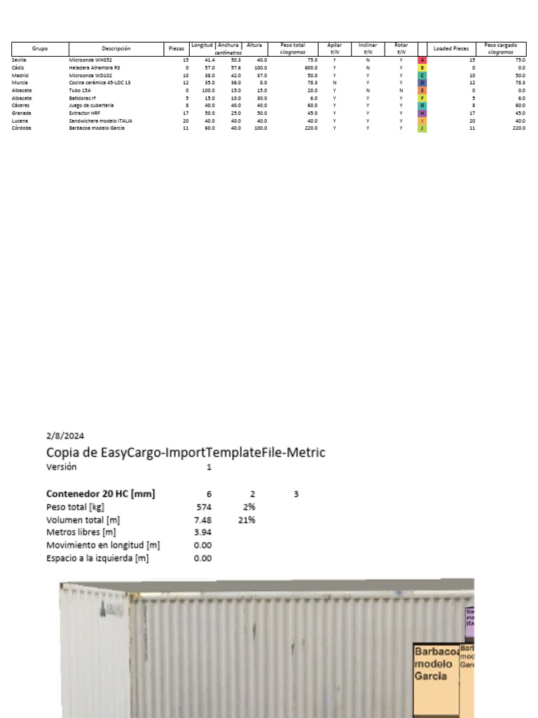 Copia de EasyCargo-ImportTemplateFile-Metric - Export-2 | PDF
