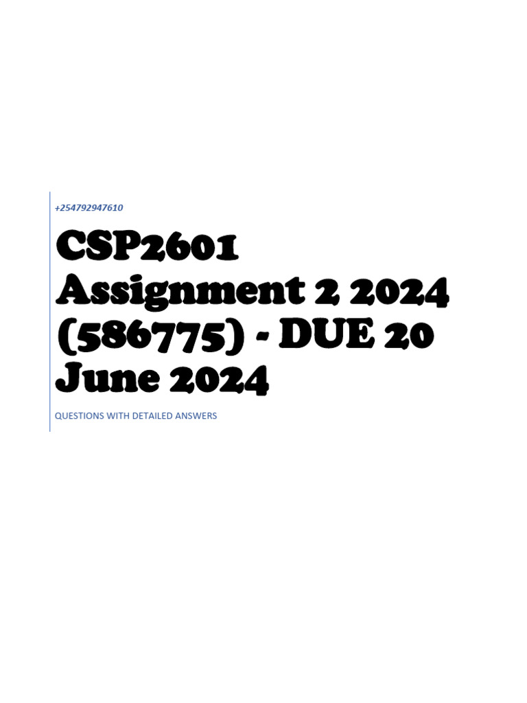 CSP2601 Assignment 2 2024F3 | PDF | Psychological Resilience | Mental ...
