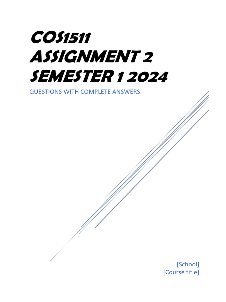 COS1511 Assignment 2 Semester 1 2024F | PDF | Parameter (Computer Programming) | Integer ...
