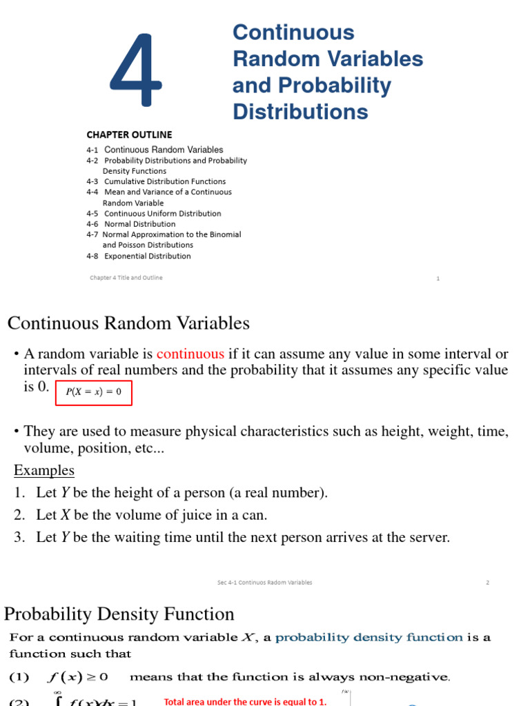 Chapter 4powerpoint | PDF | Probability Distribution | Probability Density Function