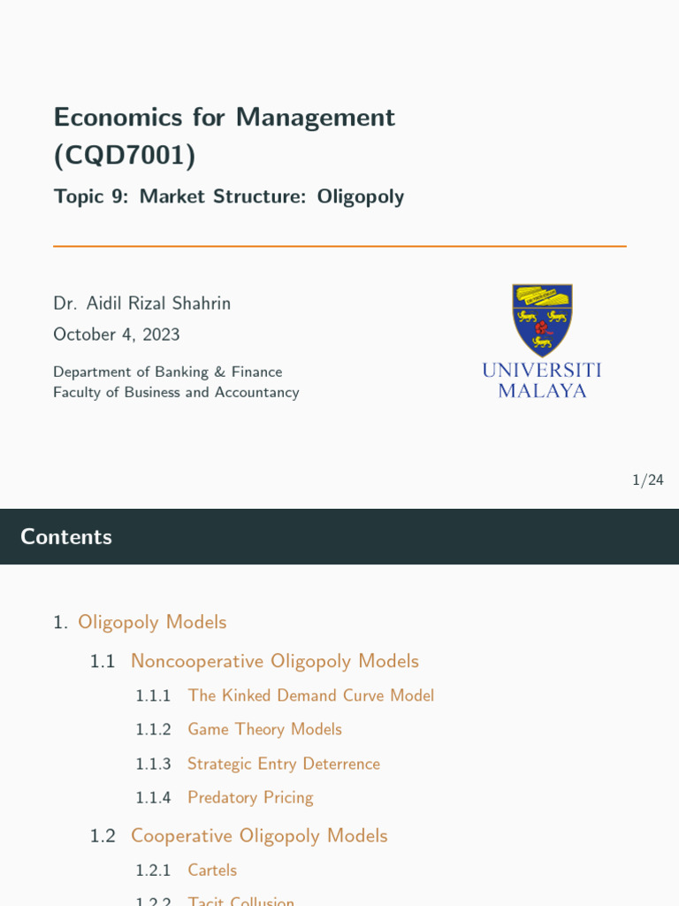 9. Market Structure Oligopoly | Download Free PDF | Oligopoly | Game Theory