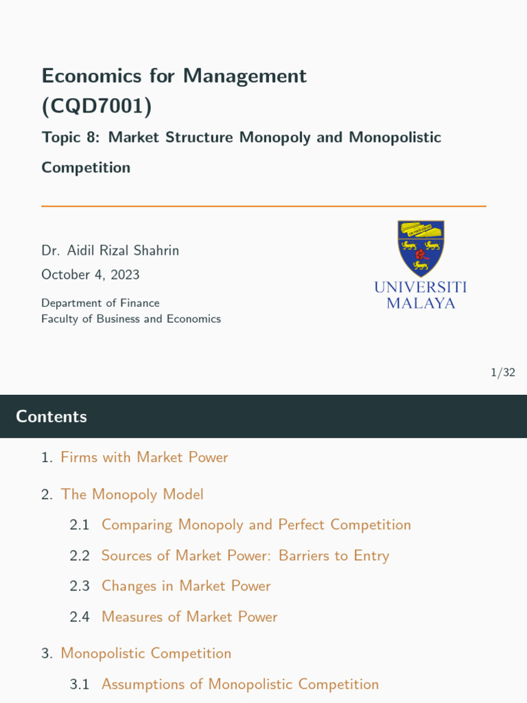Market Structure Monopoly and Monopolistic Competition | PDF | Perfect ...