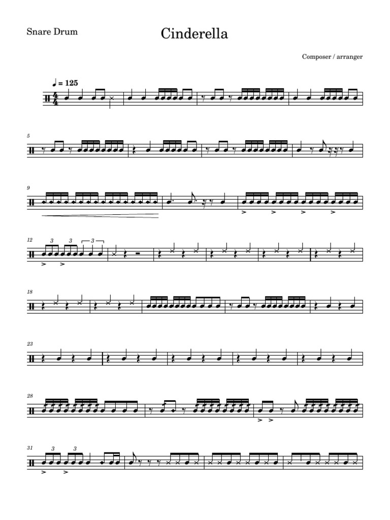 Cinderella Snare Drum Arrangement | PDF