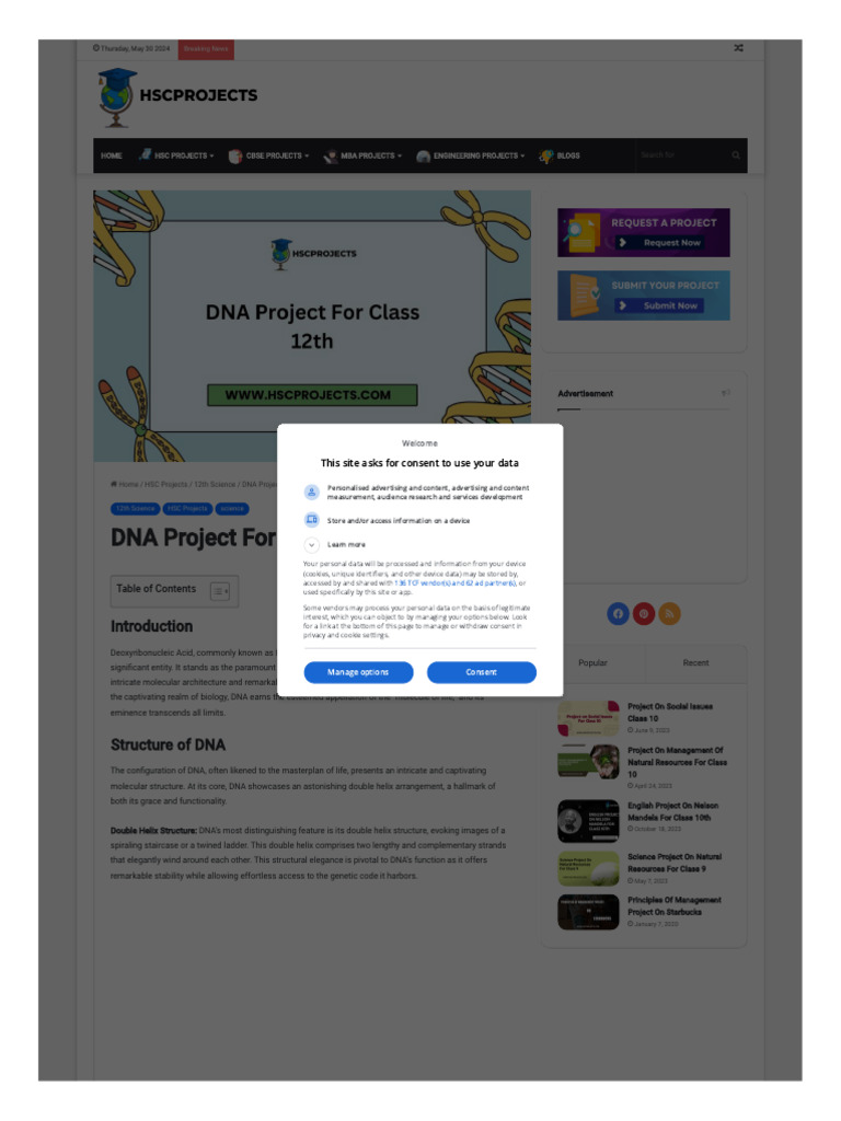 Hscprojects Com Dna Project For Class 12th | PDF | Translation (Biology ...