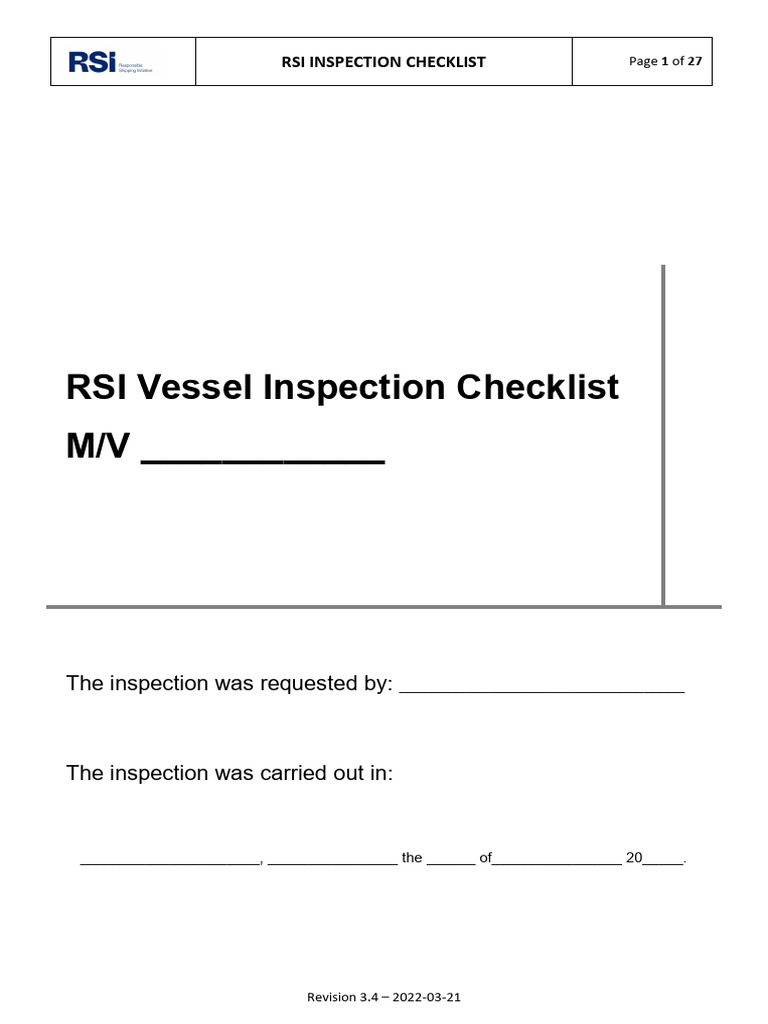 RSI Inspection Checklist Ver 3 4 | PDF | Water Transport | Shipping