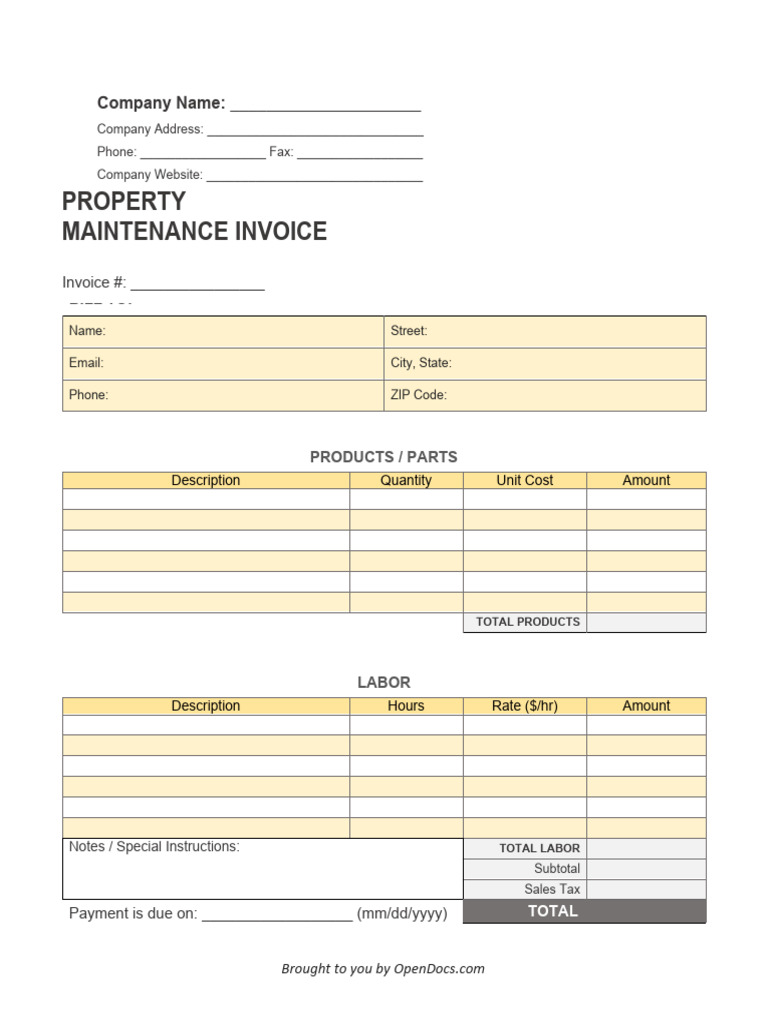 Property Maintenance Invoice | PDF