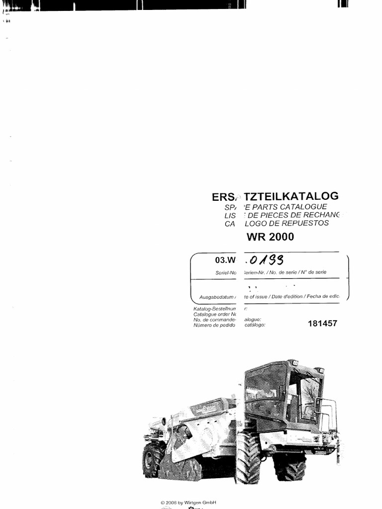 Parts Manual Wirtgen wr2000, Parte 1 | PDF
