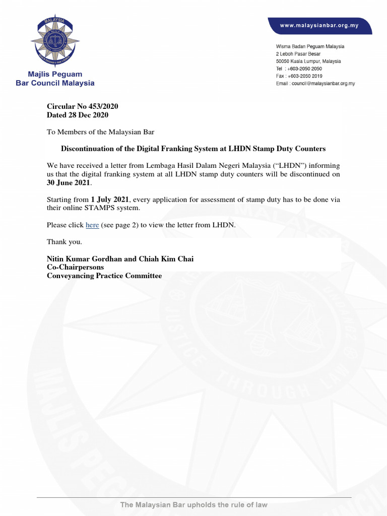 LHDN Circular No 453-2020 | PDF | Finance & Money Management