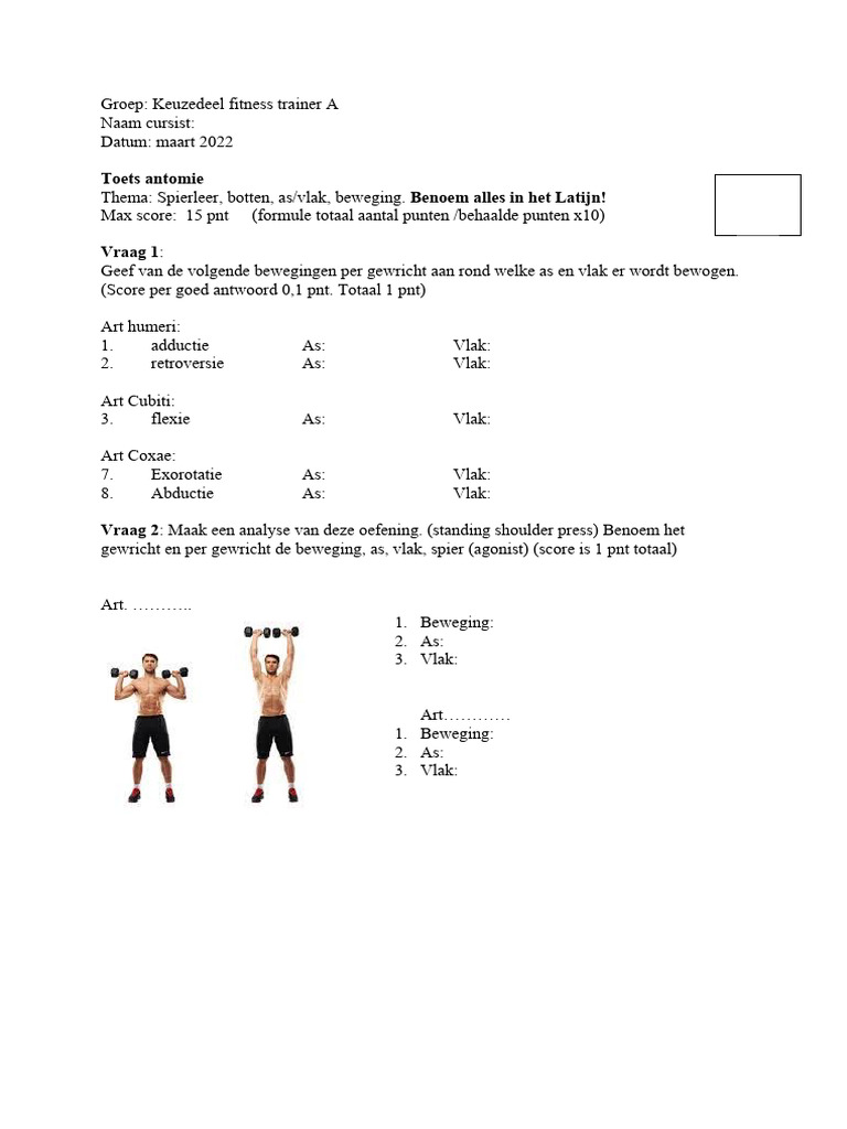 Toets Anatomie KD | PDF