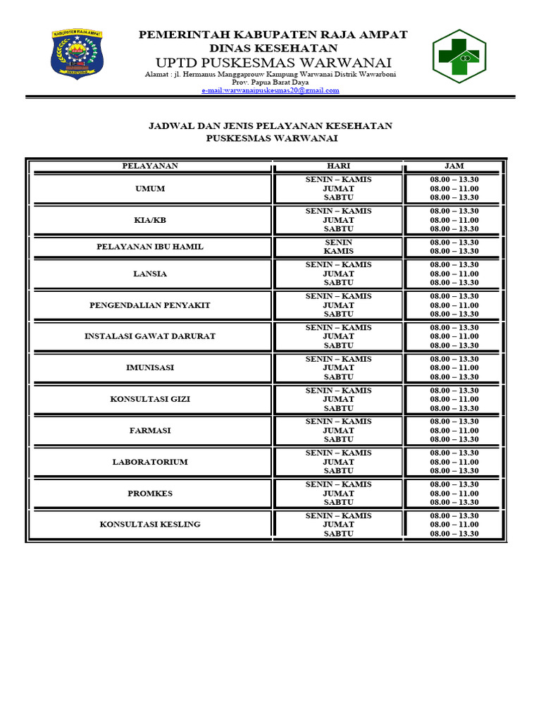 1122 Jadwal Pelayanan UKP | PDF