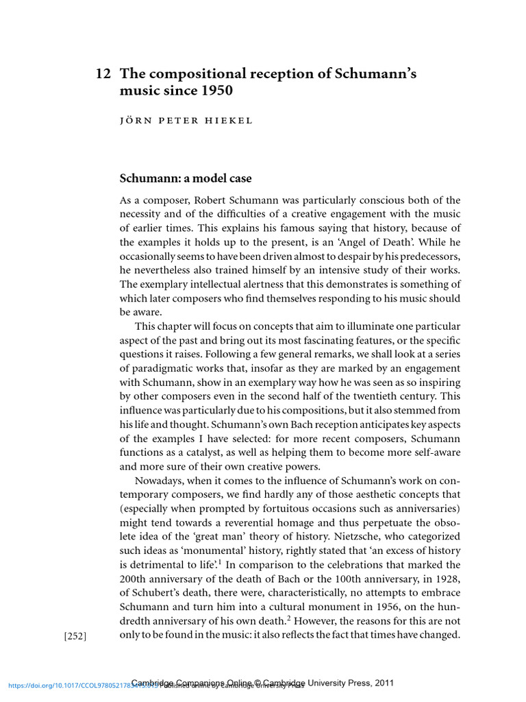 Schumann's Influence on Modern Composers | PDF | Robert Schumann