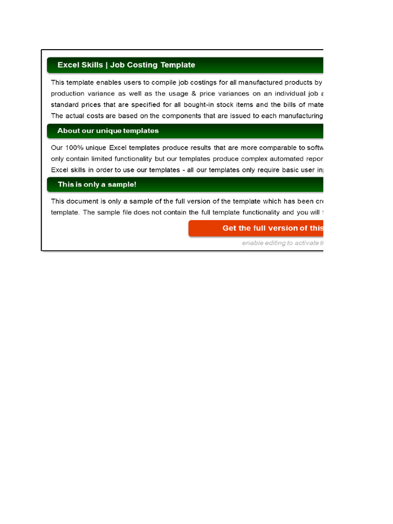 Job Costing Sample | PDF | Variance | Cost