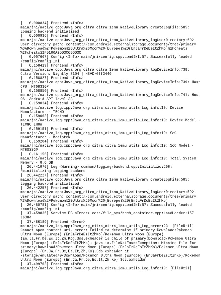 Citra Log | PDF | System Software | Computing