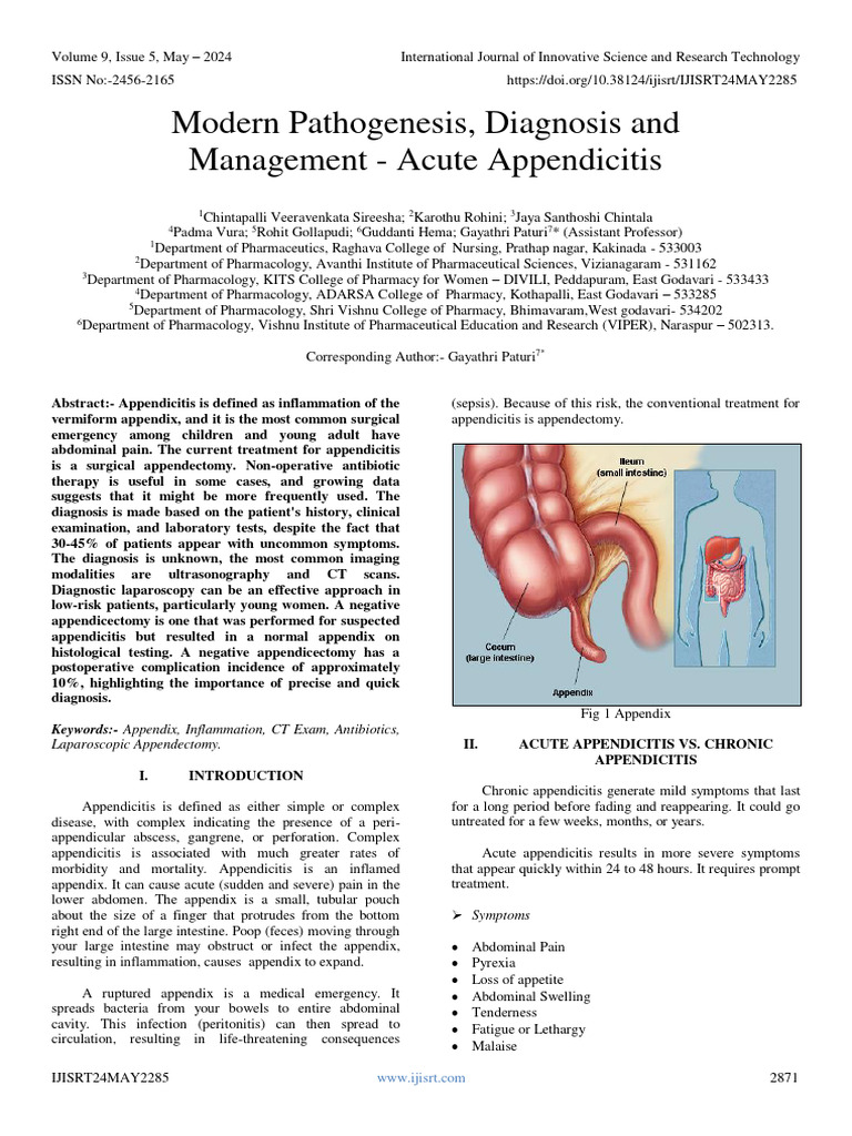 Modern Pathogenesis, Diagnosis and Management - Acute Appendicitis ...