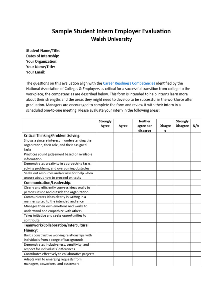 Sample-Internship-Performance-Evaluation | PDF | Evaluation | Leadership
