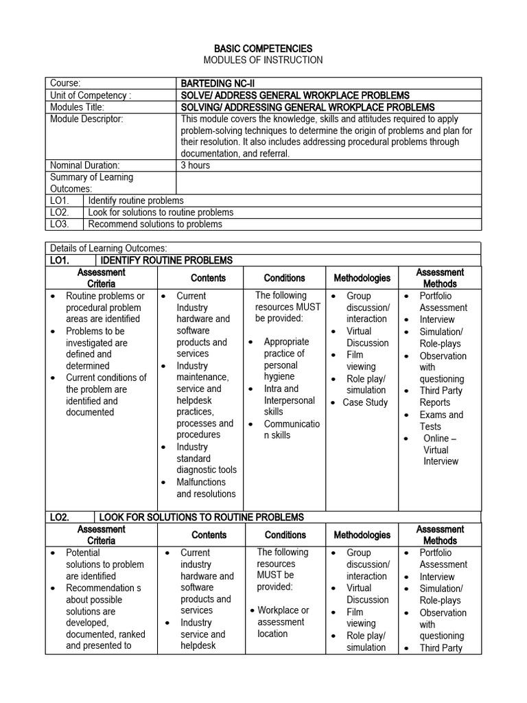 CBC - Module of Instruction Basic 3 | PDF | Educational Assessment ...