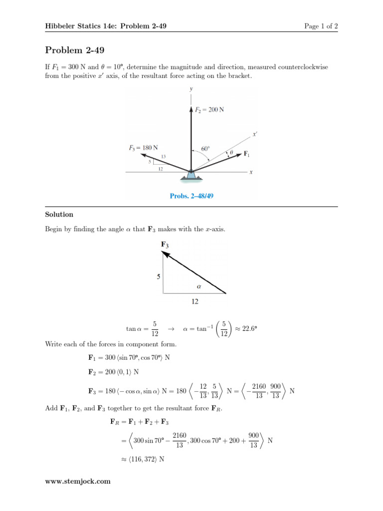 Resultant Force Calculation in Statics | PDF