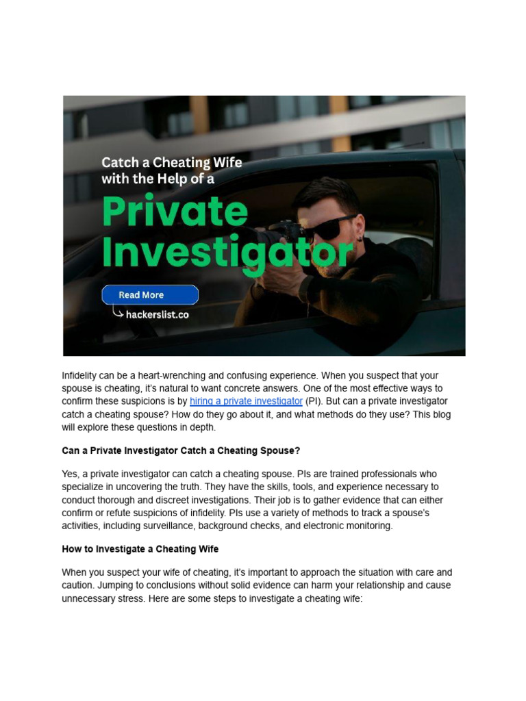 How Private Investigators Catch Cheating Spouses | PDF | Cost Of Living ...